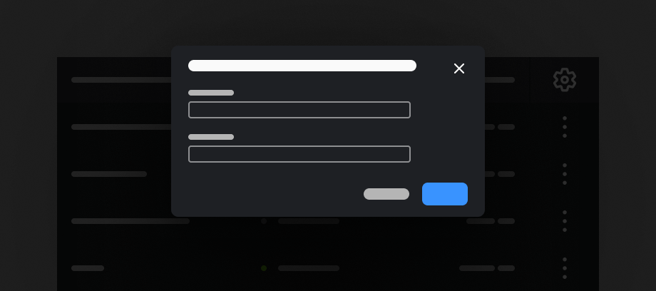 A modal window is displayed over a dimmed table in the background, indicating that the user is ...