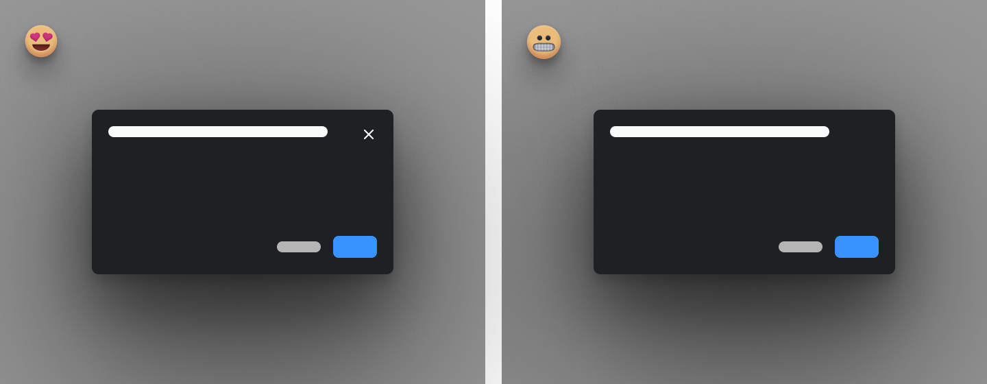 Examples of a clear method for closing a modal: The first example ...